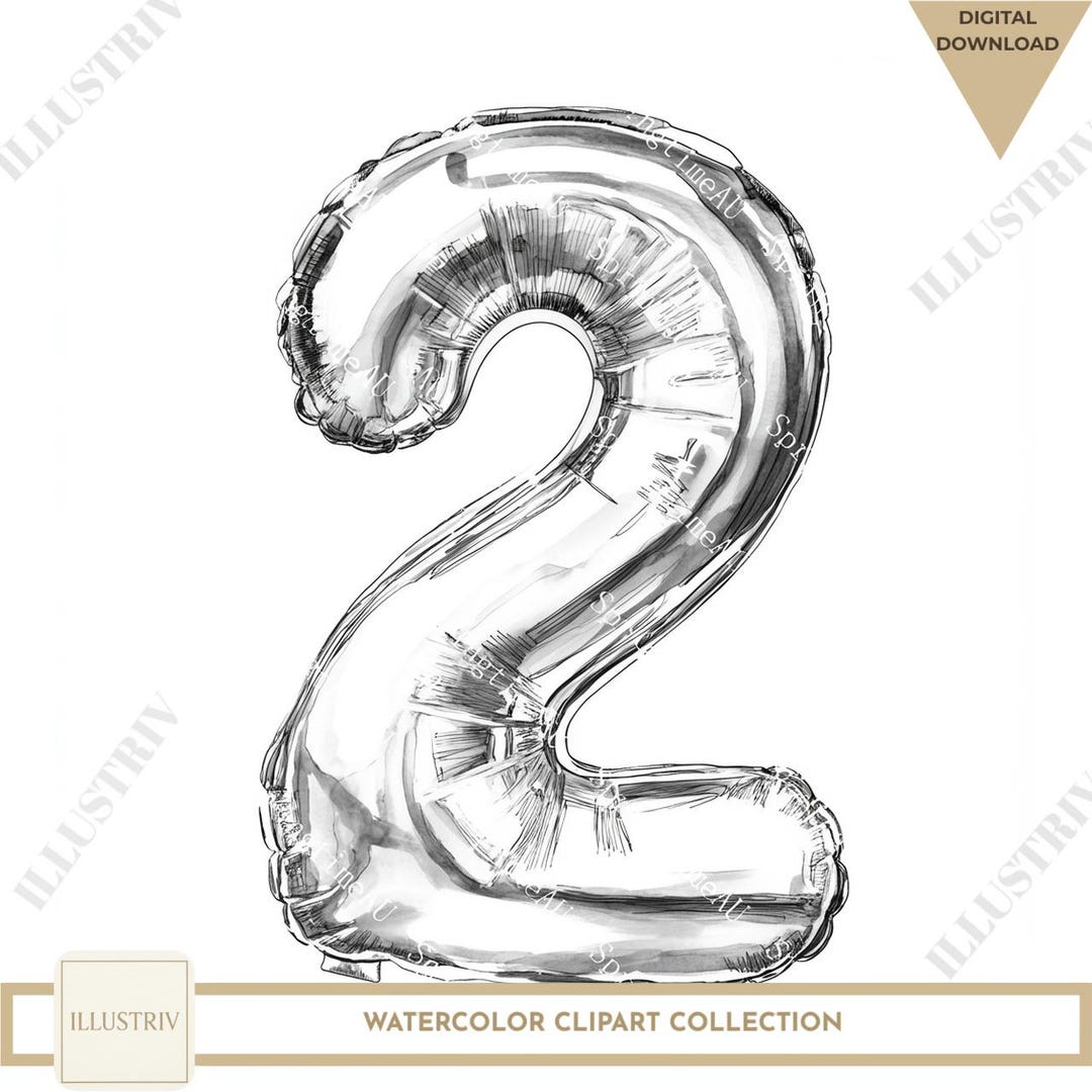 10 Silver Balloon Numbers Clipart, Foil Balloon, Celebration, Party ...