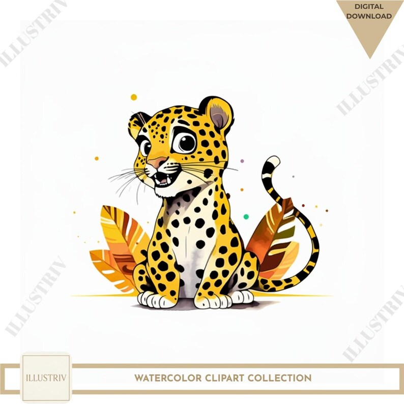 16 Quirky Funny Leopard Clipart, Cute Leopards Clipart, Cartoon ...