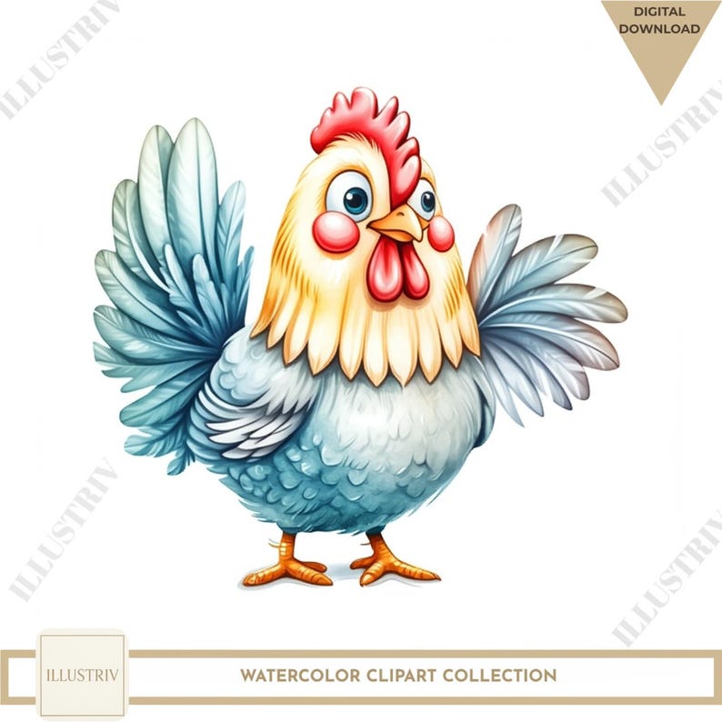 16 Cute Chicken Clipart, Cute Farm Rooster, Baby Chicken, Country ...