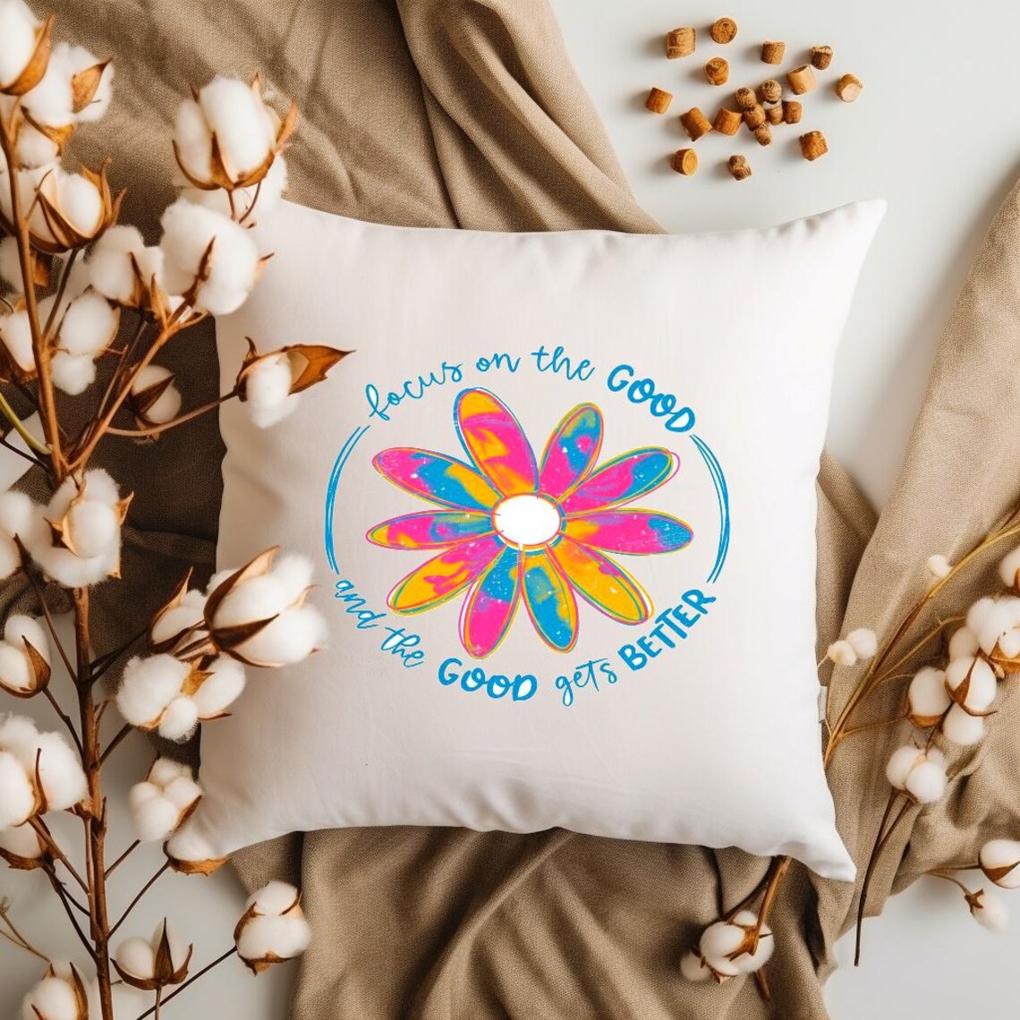 Focus on the Good Boho Hippie Png, Flowers Png, Affirmations Png ...