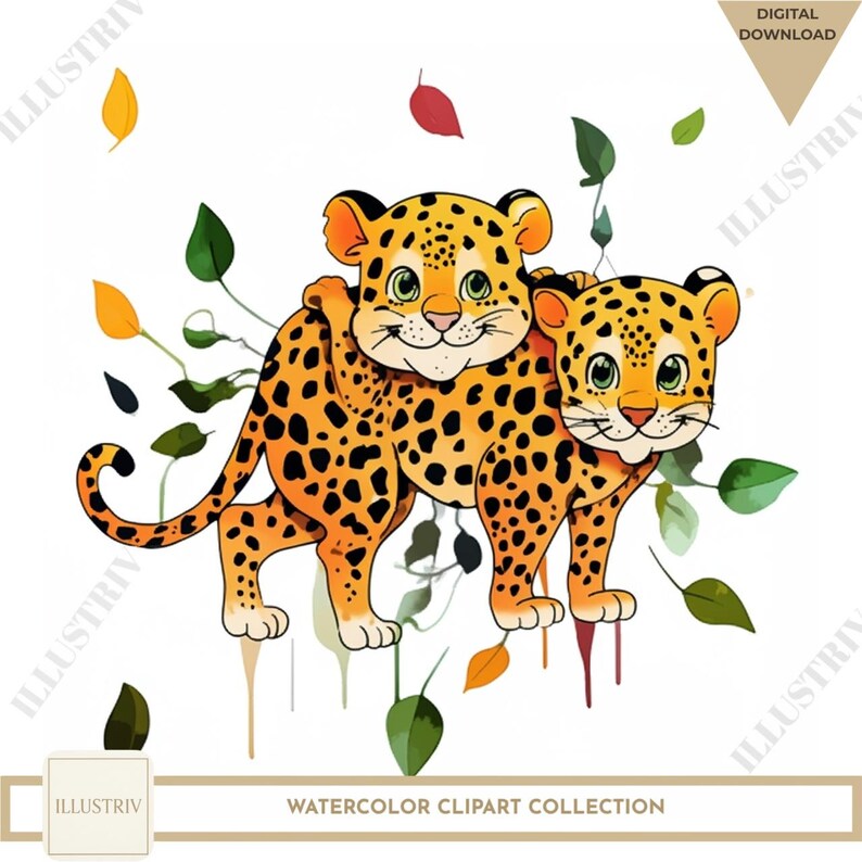 16 Quirky Funny Leopard Clipart, Cute Leopards Clipart, Cartoon ...