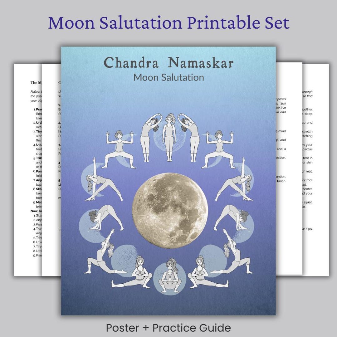 Moon Salutation Yoga Printable | Chandra Namaskar Practice Guide ...