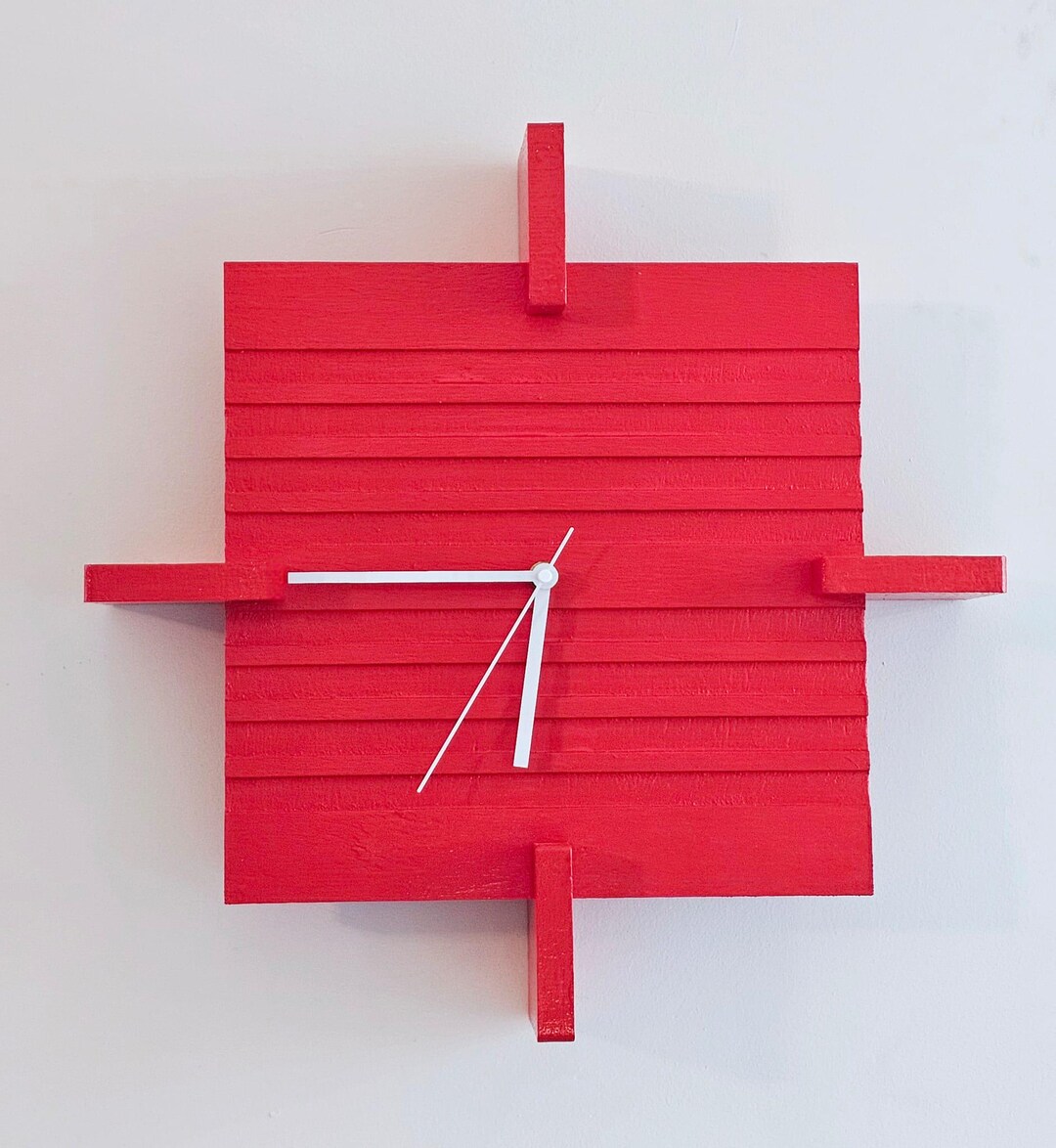 Unique Red Square Wall Clock, Handmade LED Backlit Modern Decor, Color ...