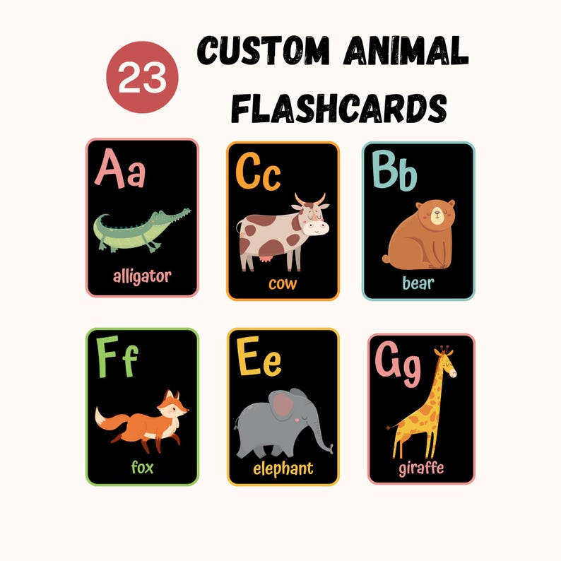 23 Animal Flashcards Montessori Animal Cards Animal Flashcard Nursery ...