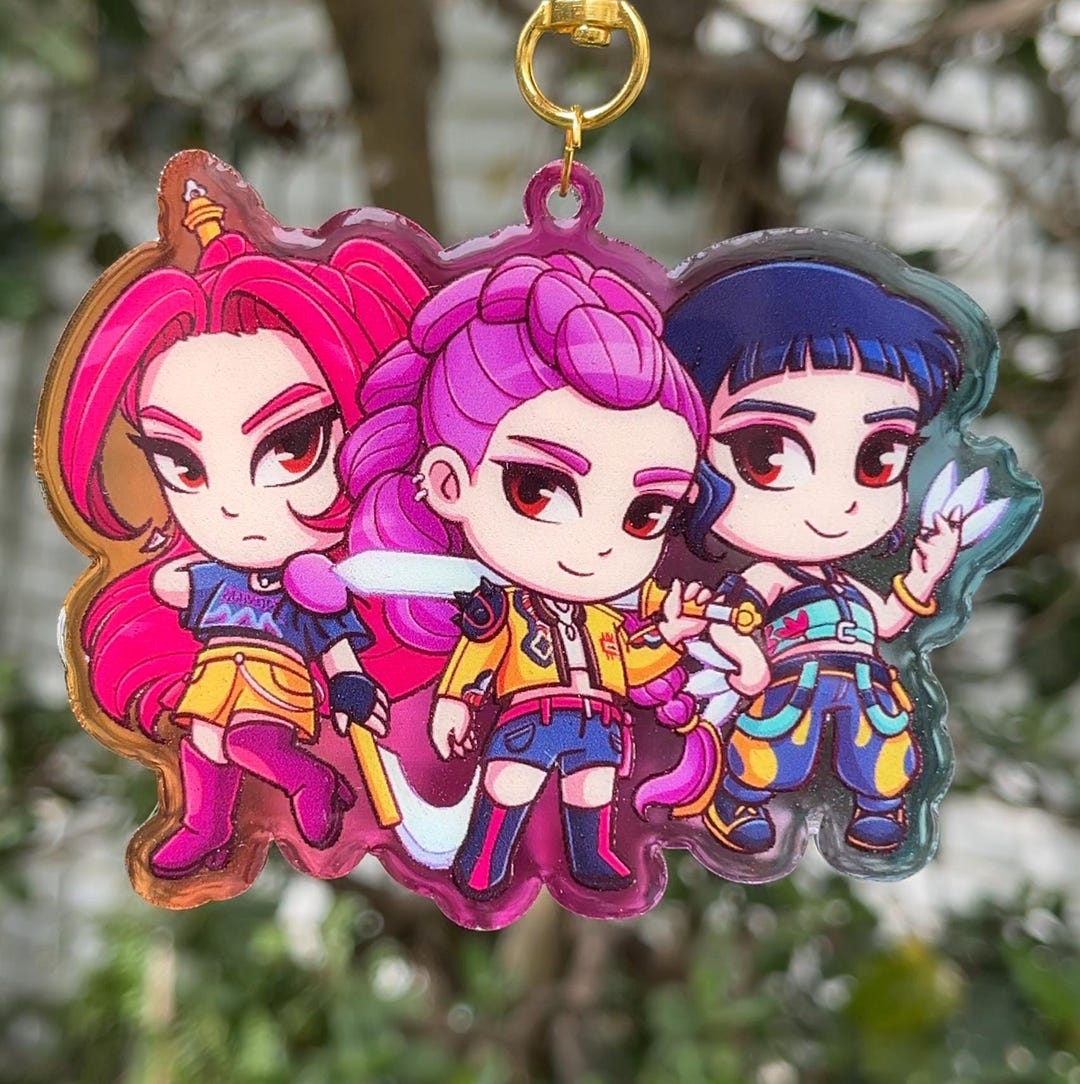 Huntrix Acrylic Keychain, Cute Chibi Bag Charm | Kpop Demon Hunters - Etsy
