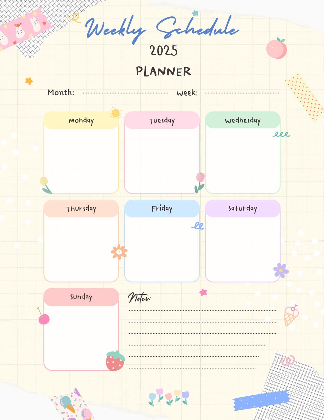 Weekly Planner Printable | Back to School Digital Download | Type A ...