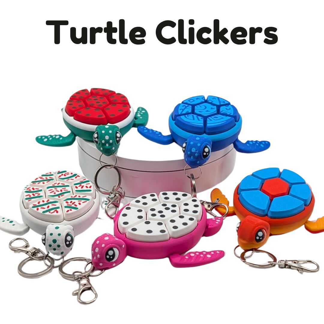 Turtle Clicker Keychain | 3D Printed Fidget Toy, Bag Charm - Etsy