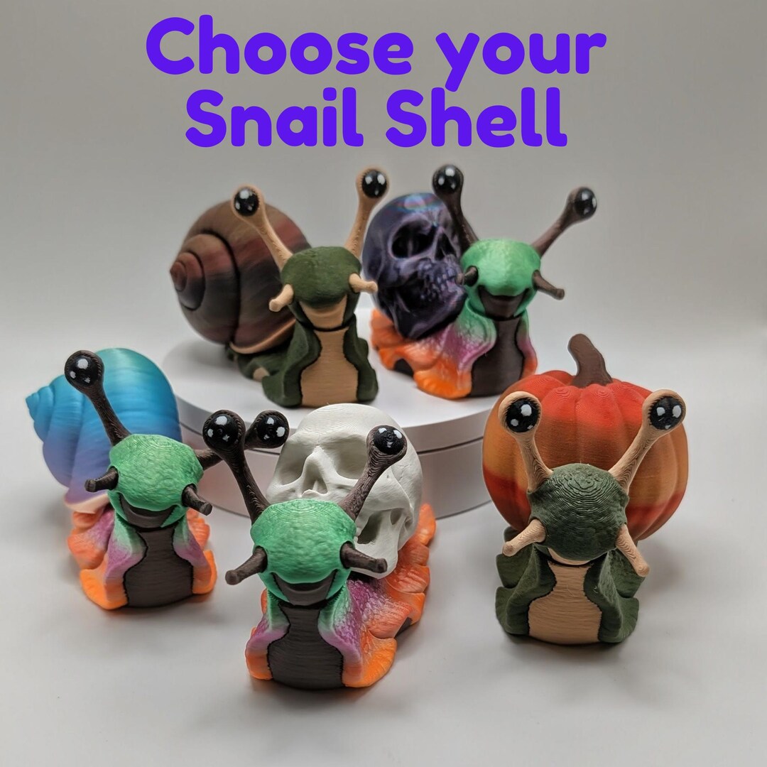 Custom 3D Printed Snail Figure | Skull, Pumpkin & Classic Shells - Etsy