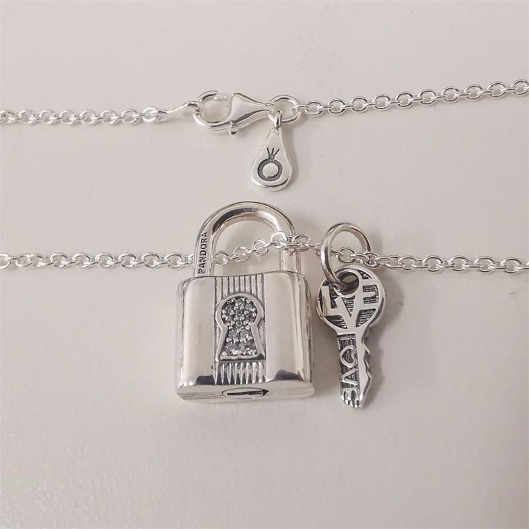 S925pandora Lock and Key Necklace Set - Etsy