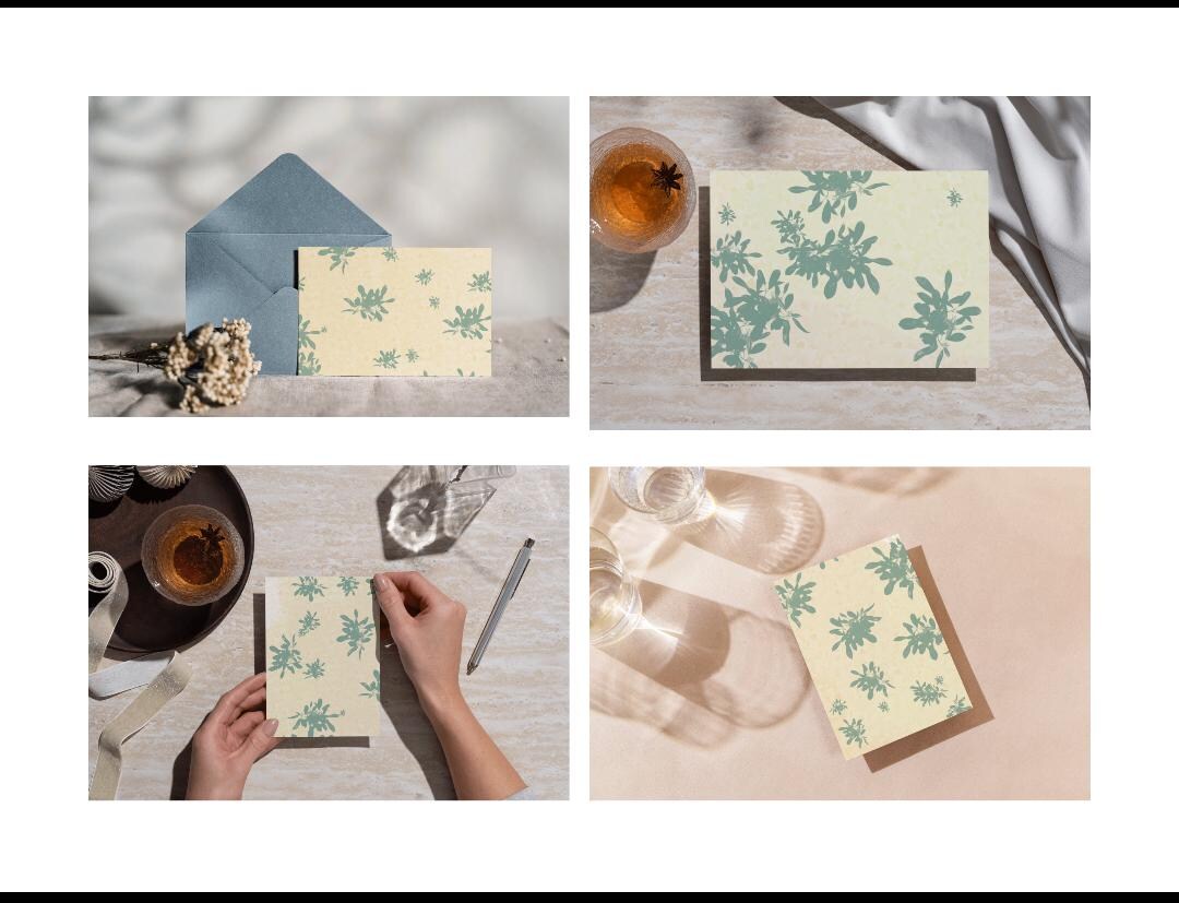 Blank Greeting Cards, Abstract Leaf Pattern on Front, Blank Inside ...