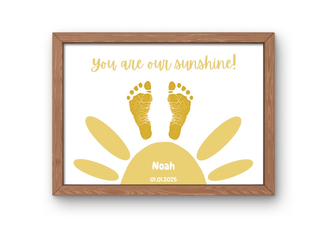 You Are My Sunshine Footprint Art: Editable Baby Keepsake (digital ...