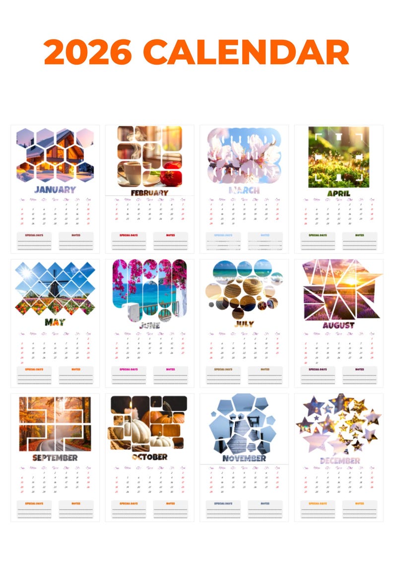 2026 Printable Calendar A4 | Minimal Yearly & Monthly Planner ...