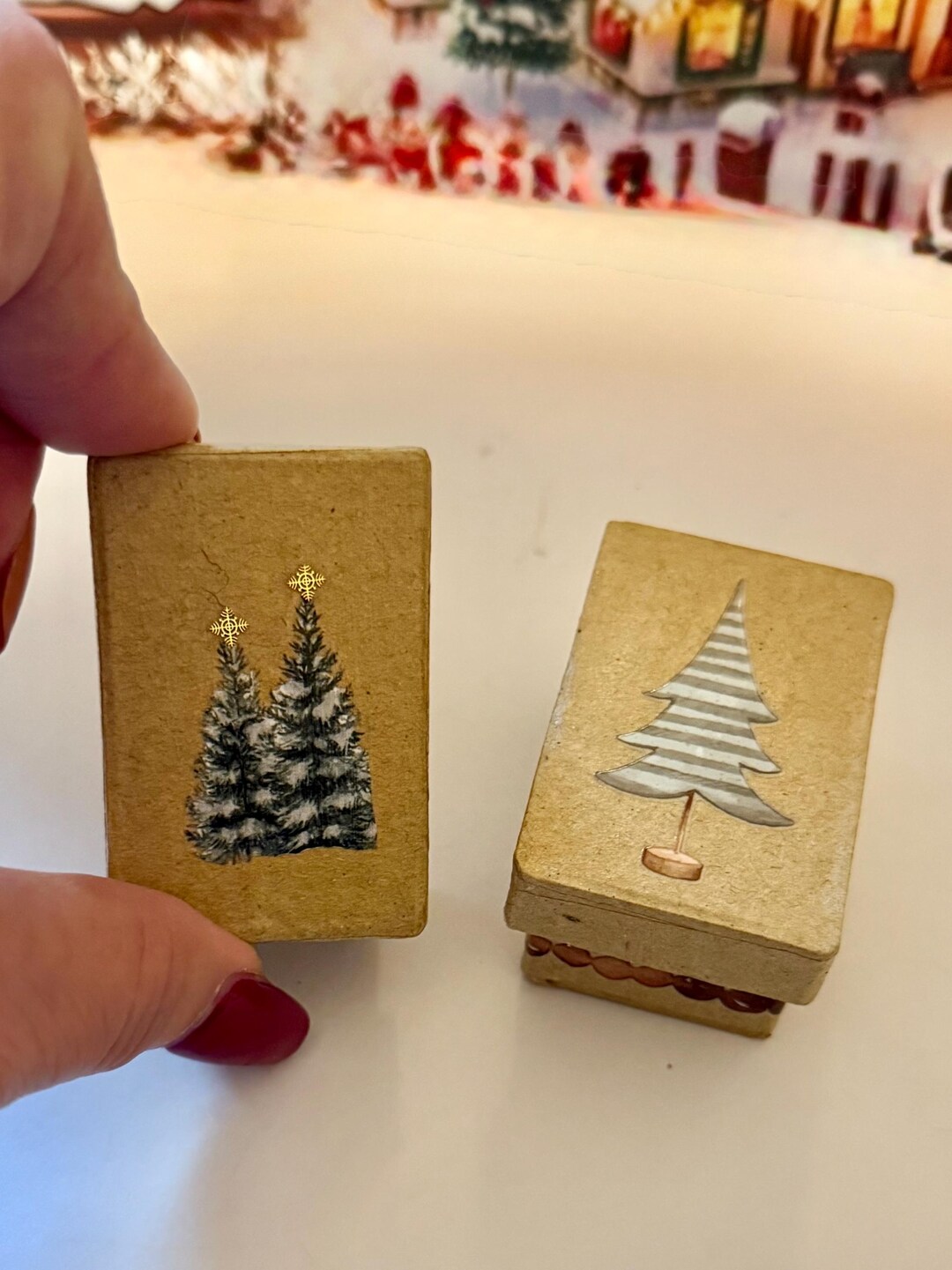 Miniature Christmas Tree Gift Box: Vintage Paper Mache Decor - Etsy