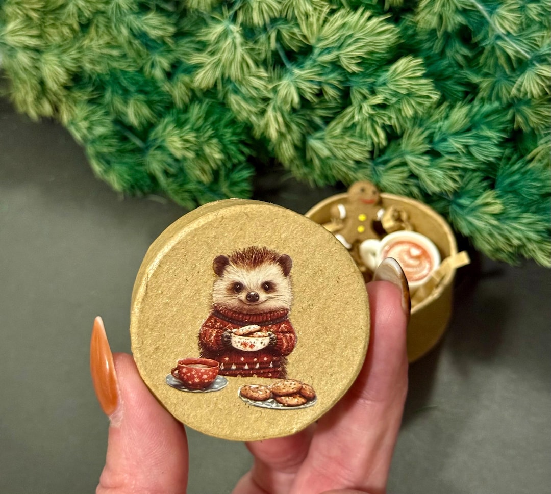 Miniature Paper Mache Christmas Gift Box With Miniature(s) Inside - Etsy