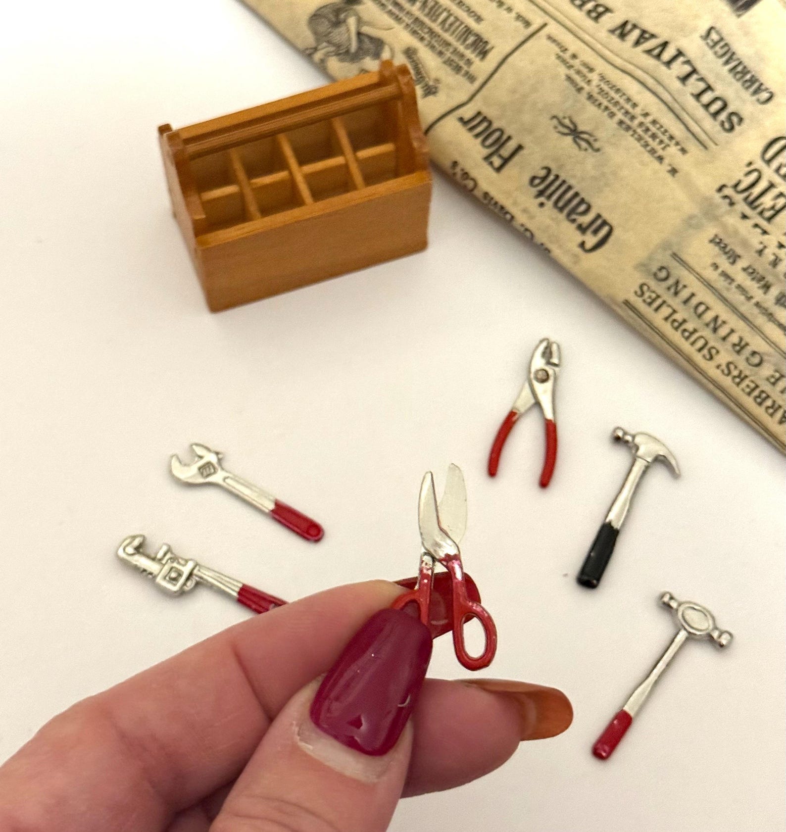 Miniature Wooden Tool Box With Tools - Etsy