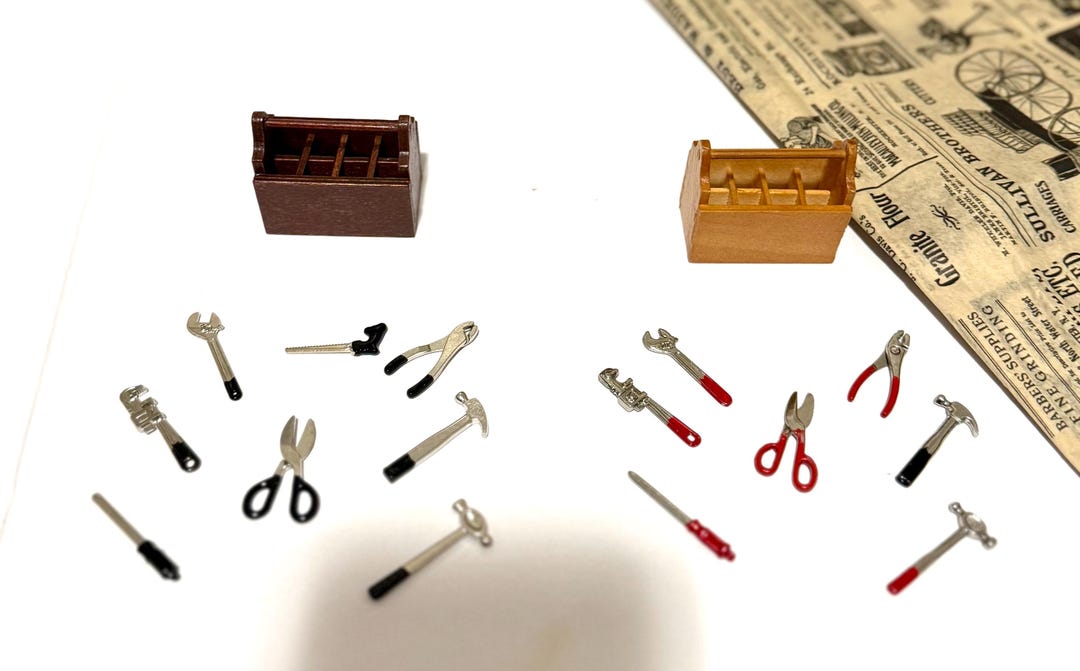 Miniature Wooden Tool Box With Tools - Etsy
