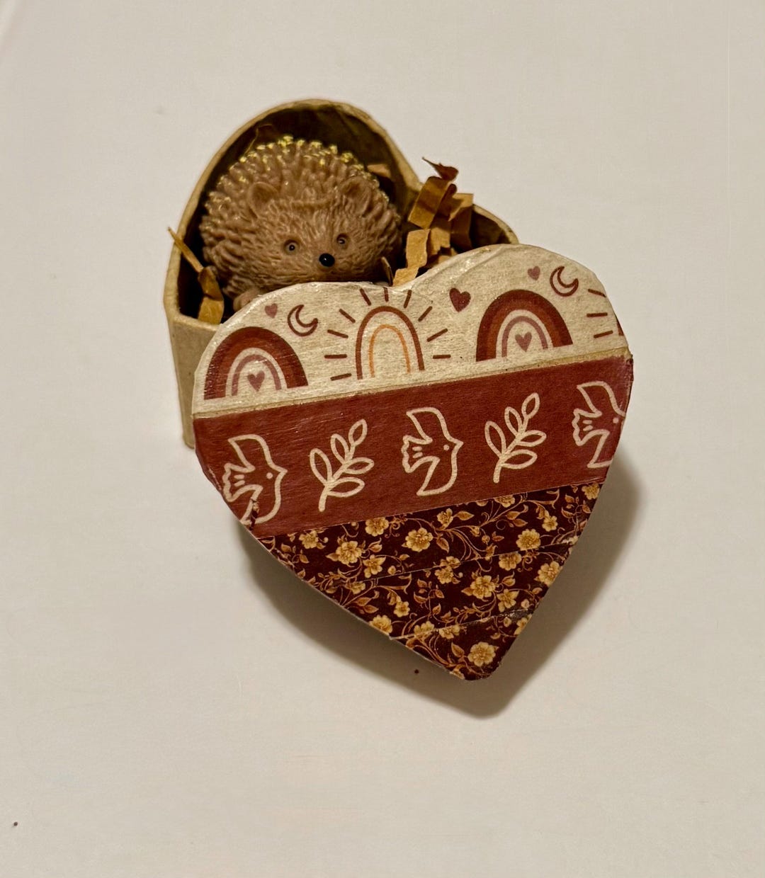 Miniature Heart Shaped Bohemian Designed Gift Box With Mini Hedgehog - Etsy