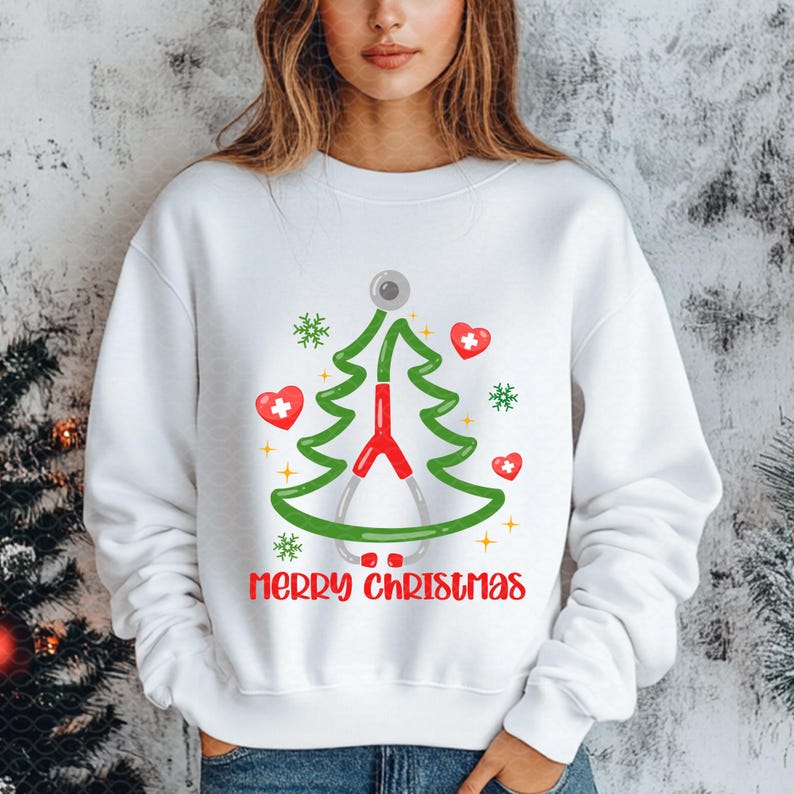 Nurse Christmas Tree PNG: Stethoscope Art, Medical Holiday Design ...