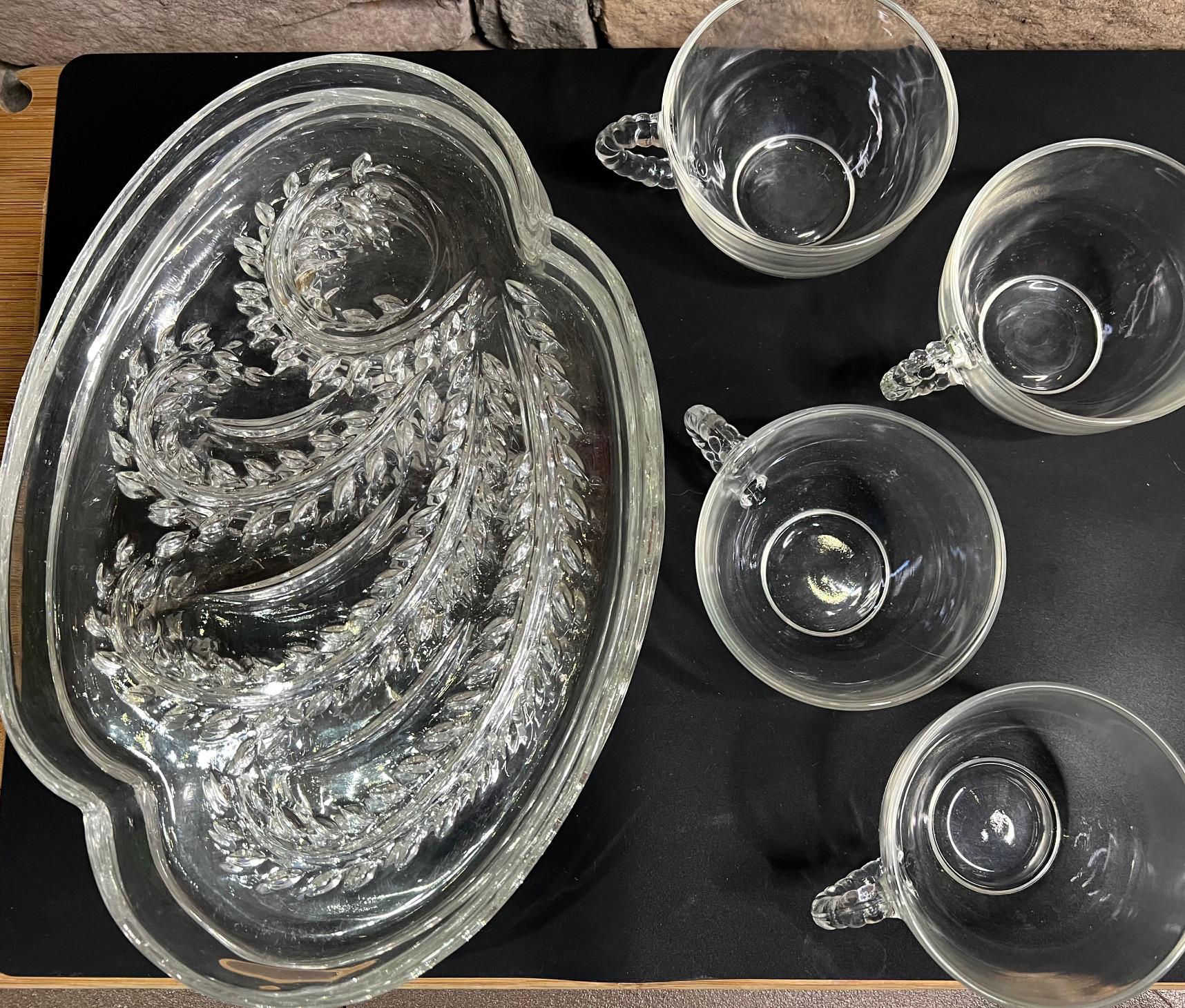 Vintage Federal Glass Homestead Wheat Snack Set | Hospitality Plates ...