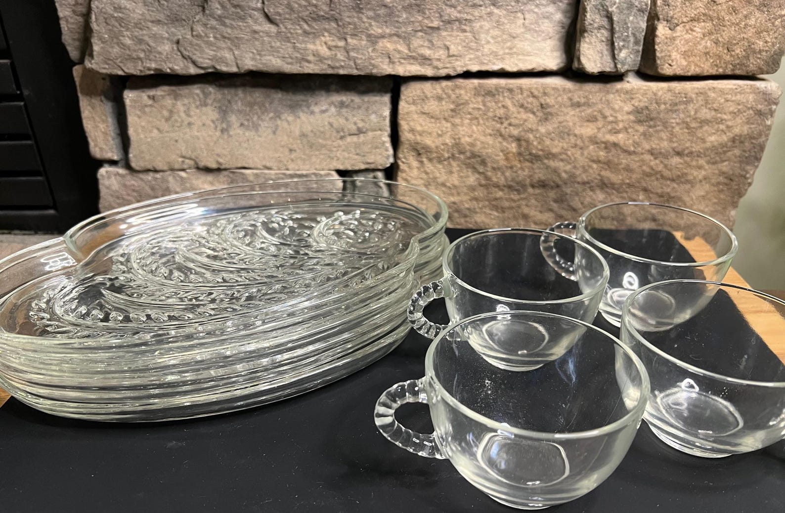 Vintage Federal Glass Homestead Wheat Snack Set | Hospitality Plates ...