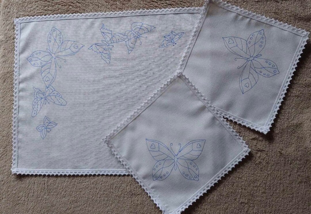 Ready to Embroider 3 Piece Table Centre Butterfly Party - Etsy