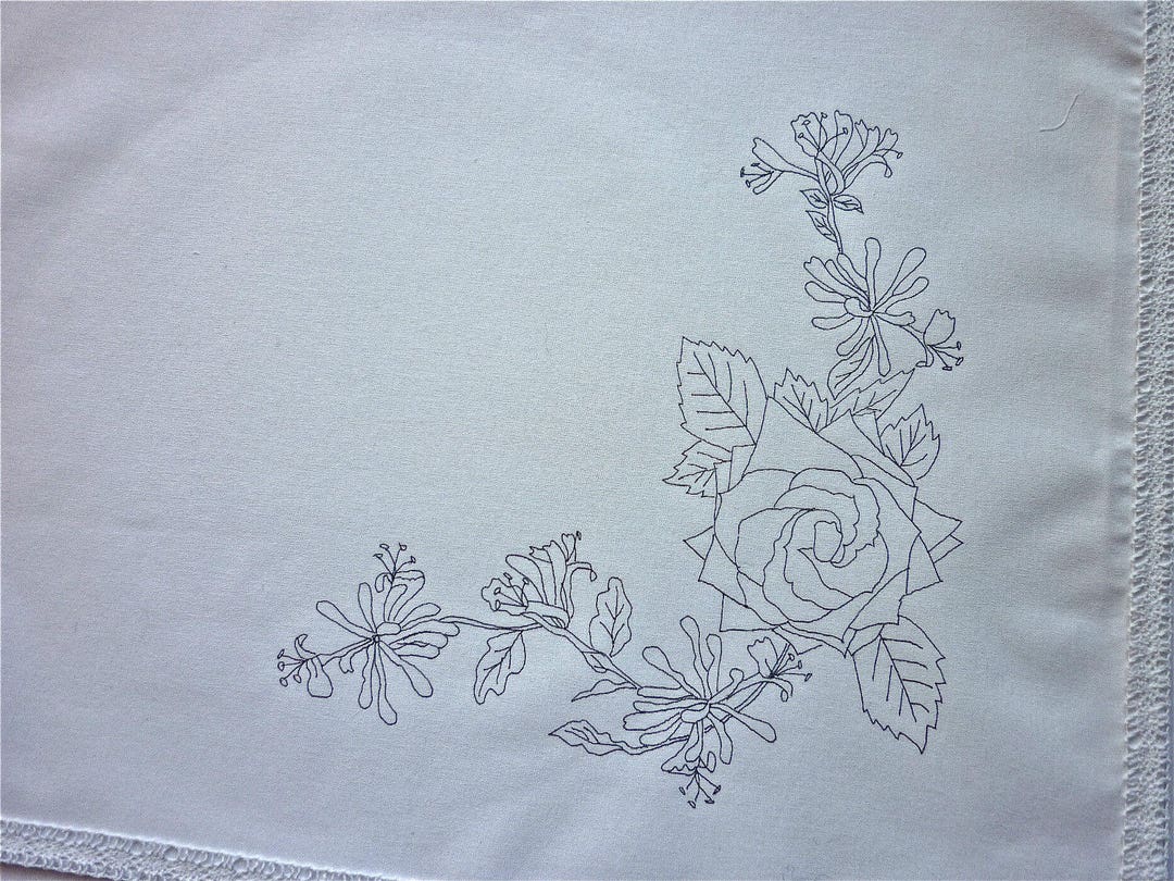 Ready to Embroider Tray Cloth With a Floral Embroidery Printed ...