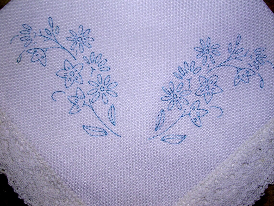 Square Table Centre Ready to Embroider Featuring a Floral Freestyle ...