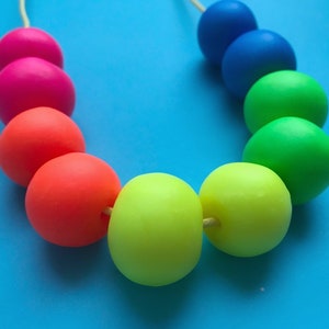 Neon clay bead necklace | Etsy