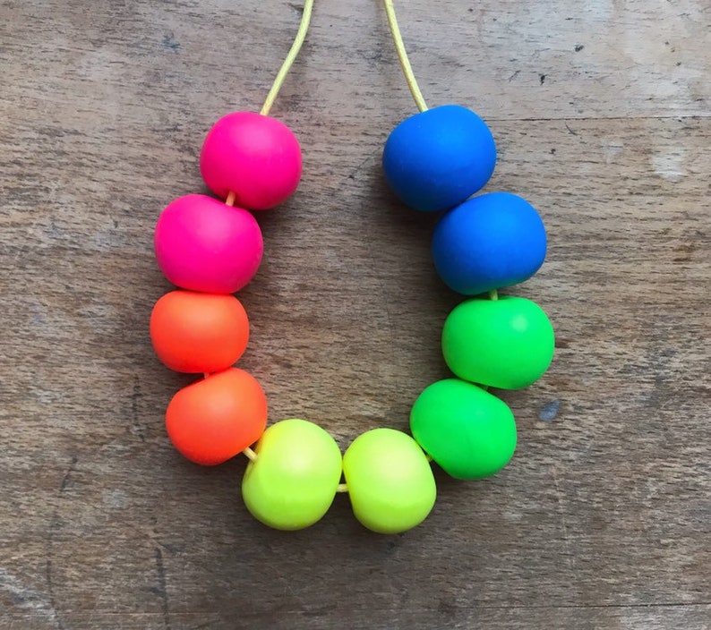 Neon clay bead necklace | Etsy