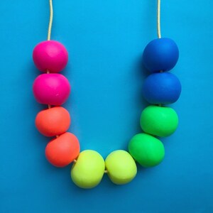 Neon clay bead necklace | Etsy