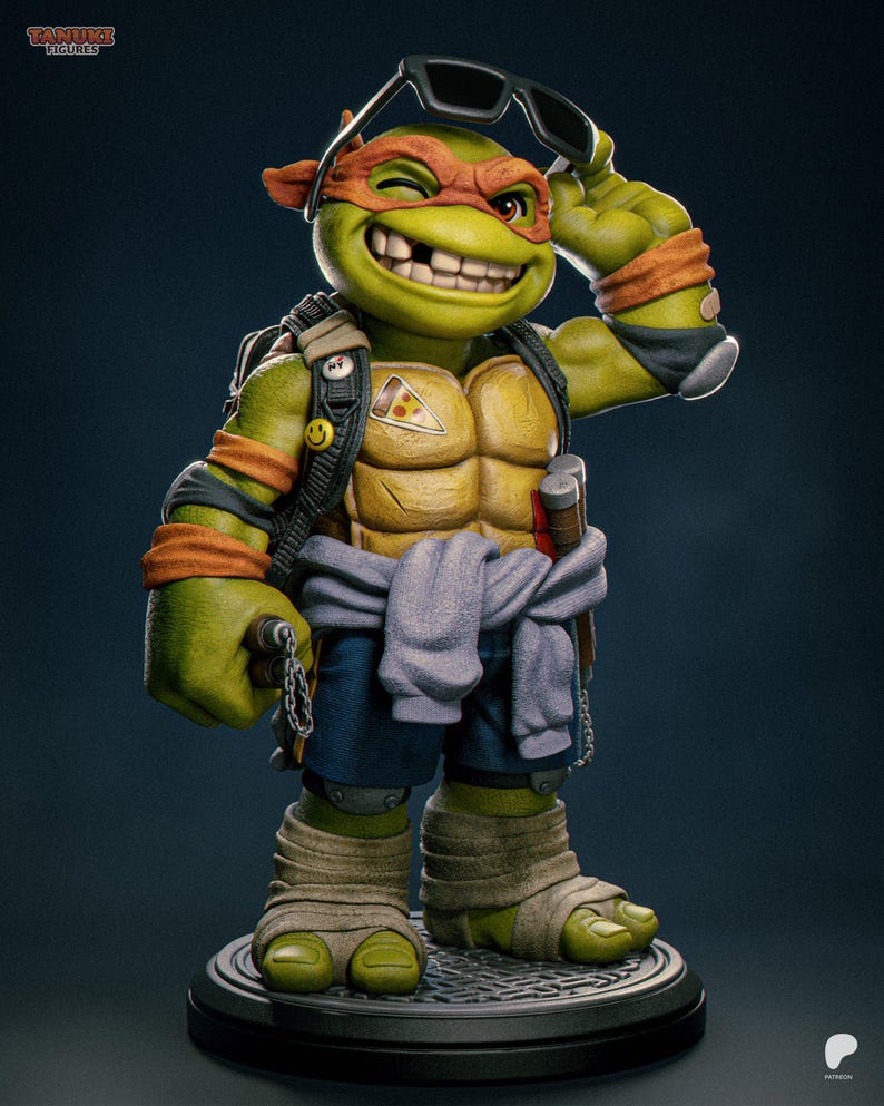 Michelangelo Toon Figure | TMNT Fan Art Statue ~17cm | Ninja Turtles ...