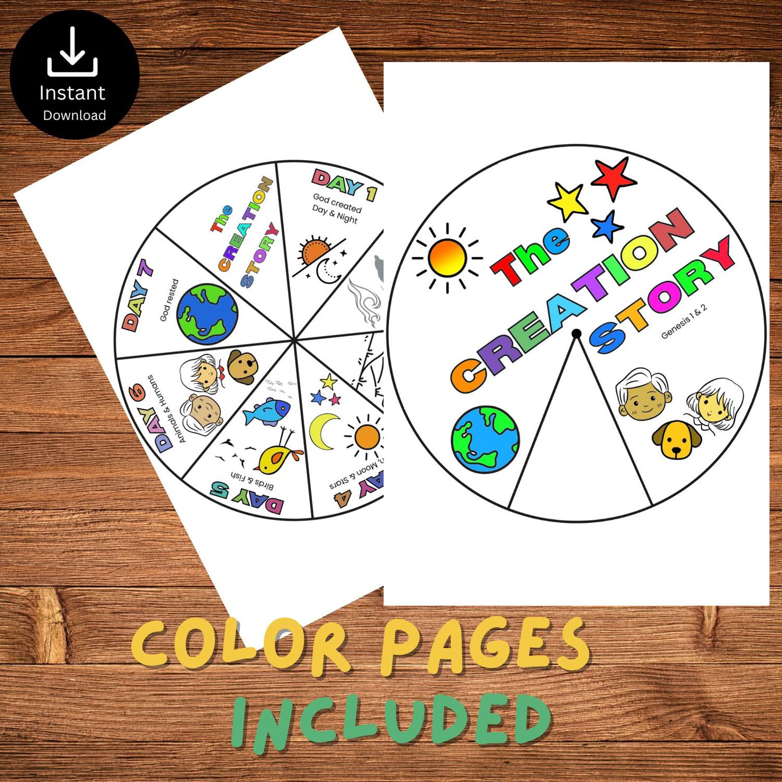 7 Days of Creation Wheel Craft: Sunday School Bible Lesson (printable ...