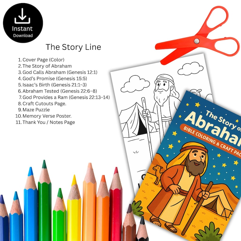 Abraham Bible Story Coloring & Craft Pack: Sunday School Activities ...