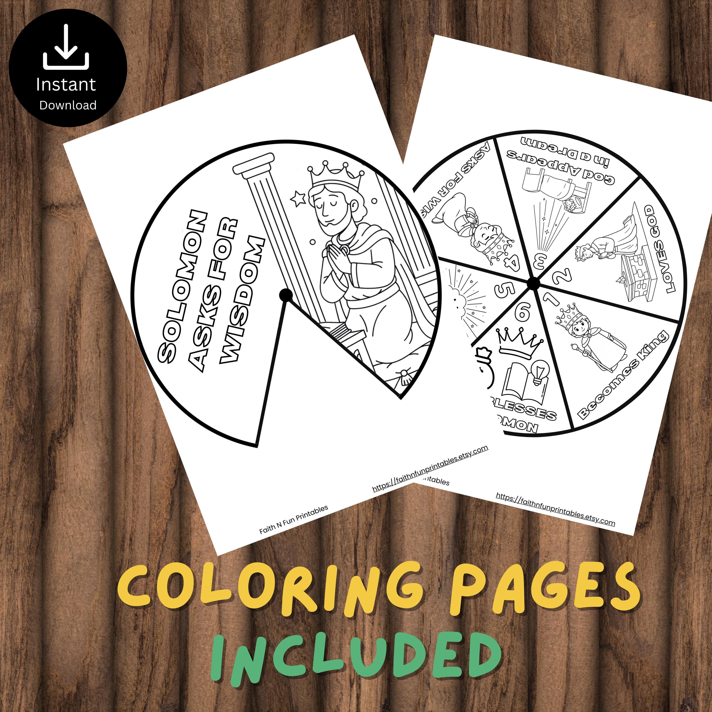 Solomon's Wisdom Wheel: Kids Bible Story Craft (printable) - Etsy