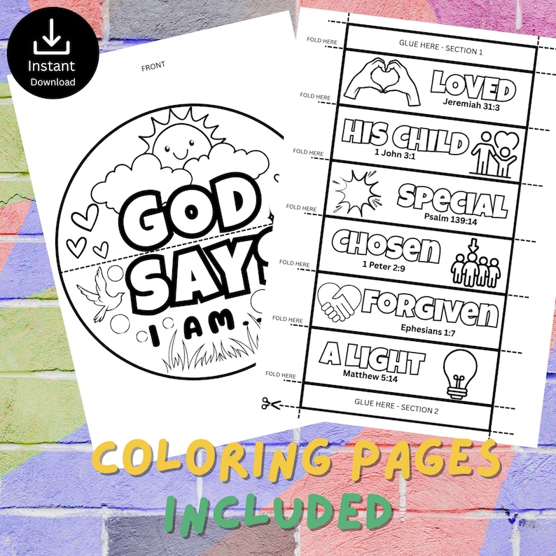 Kids Bible Craft: God Says I Am Affirmations - Sunday School Activity ...