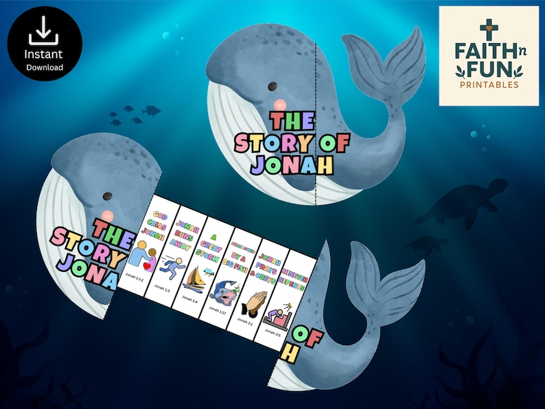Jonah and the Whale Craft Kit: Printable Bible Story Activity (PDF ...