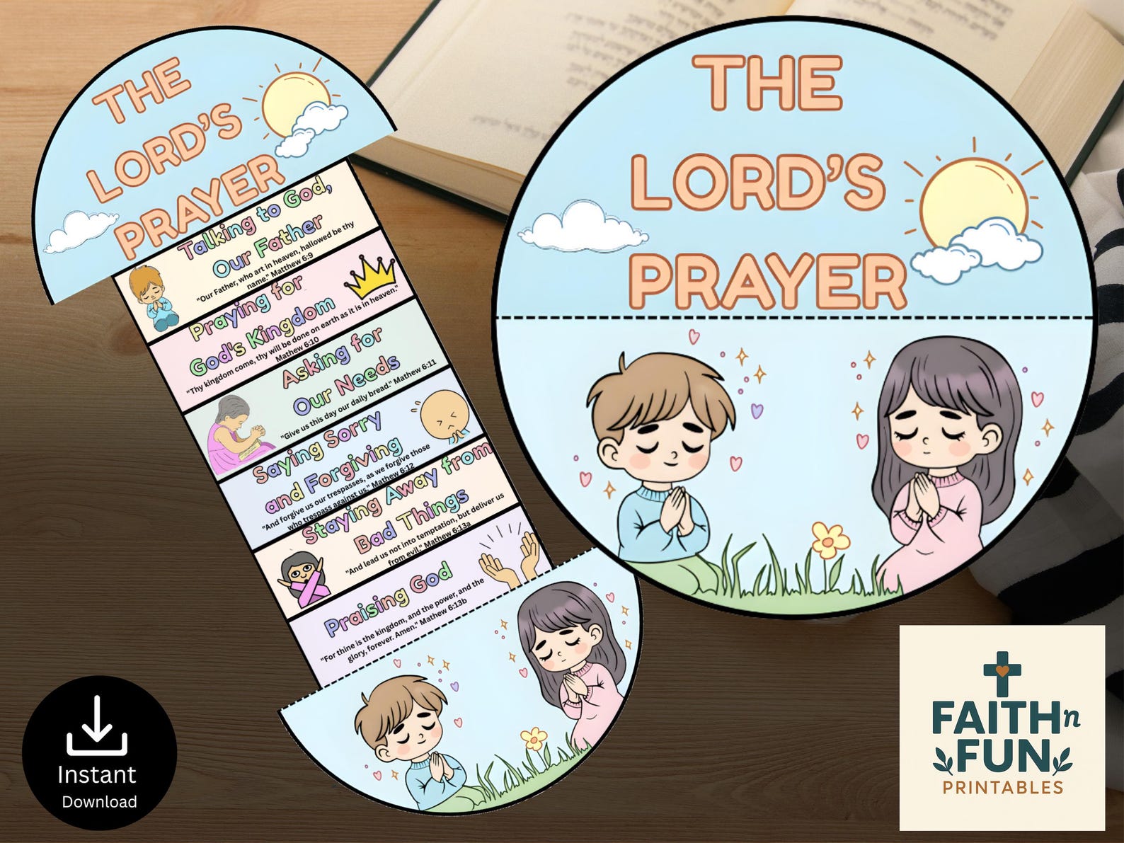 Lord's Prayer Ladder Craft: Christian Kids Activity & Coloring Pages ...