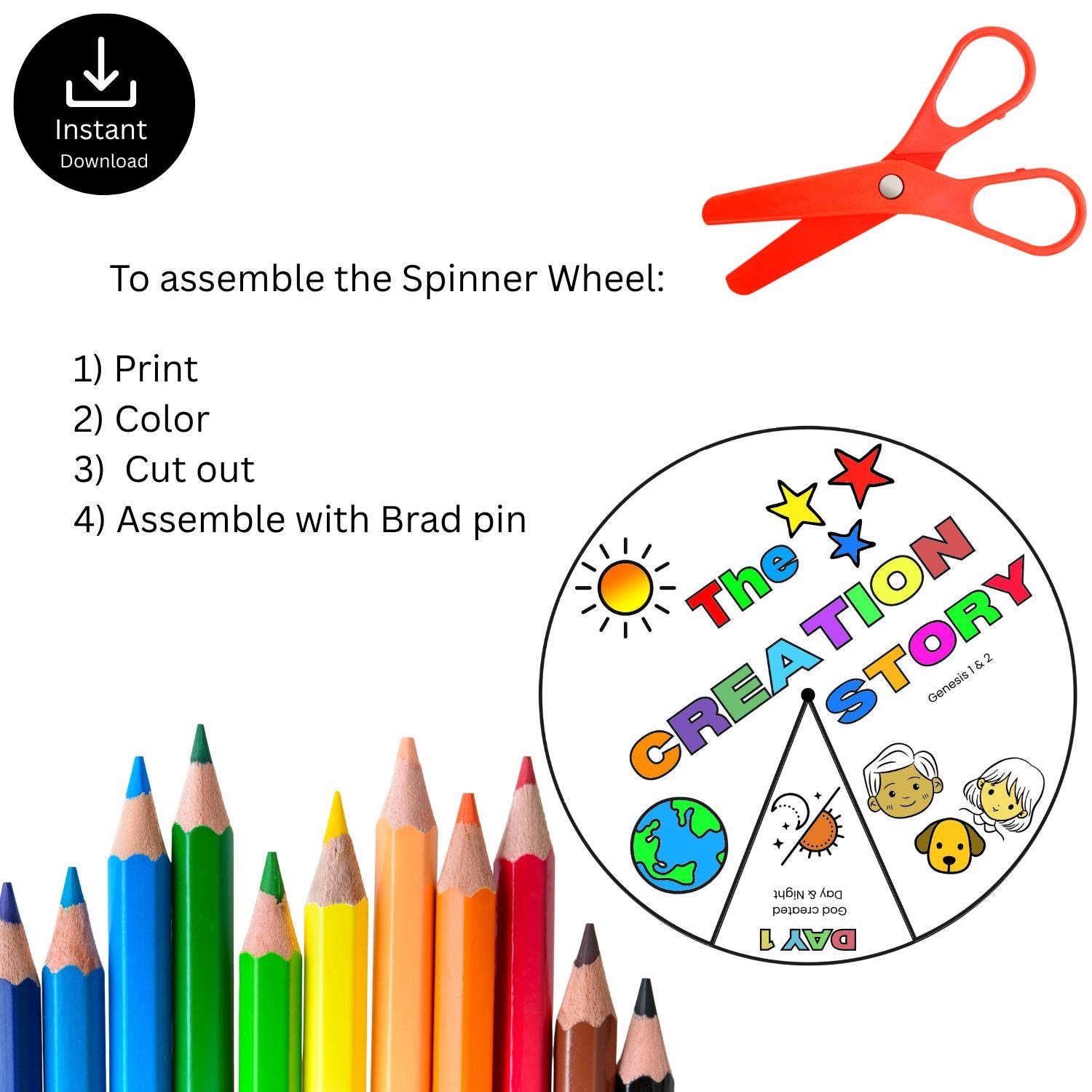 7 Days of Creation Wheel Craft: Sunday School Bible Lesson (printable ...