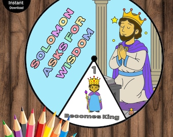 Printable Wisdom of Solomon Coloring Spinner Wheel, Wise King Solomon ...