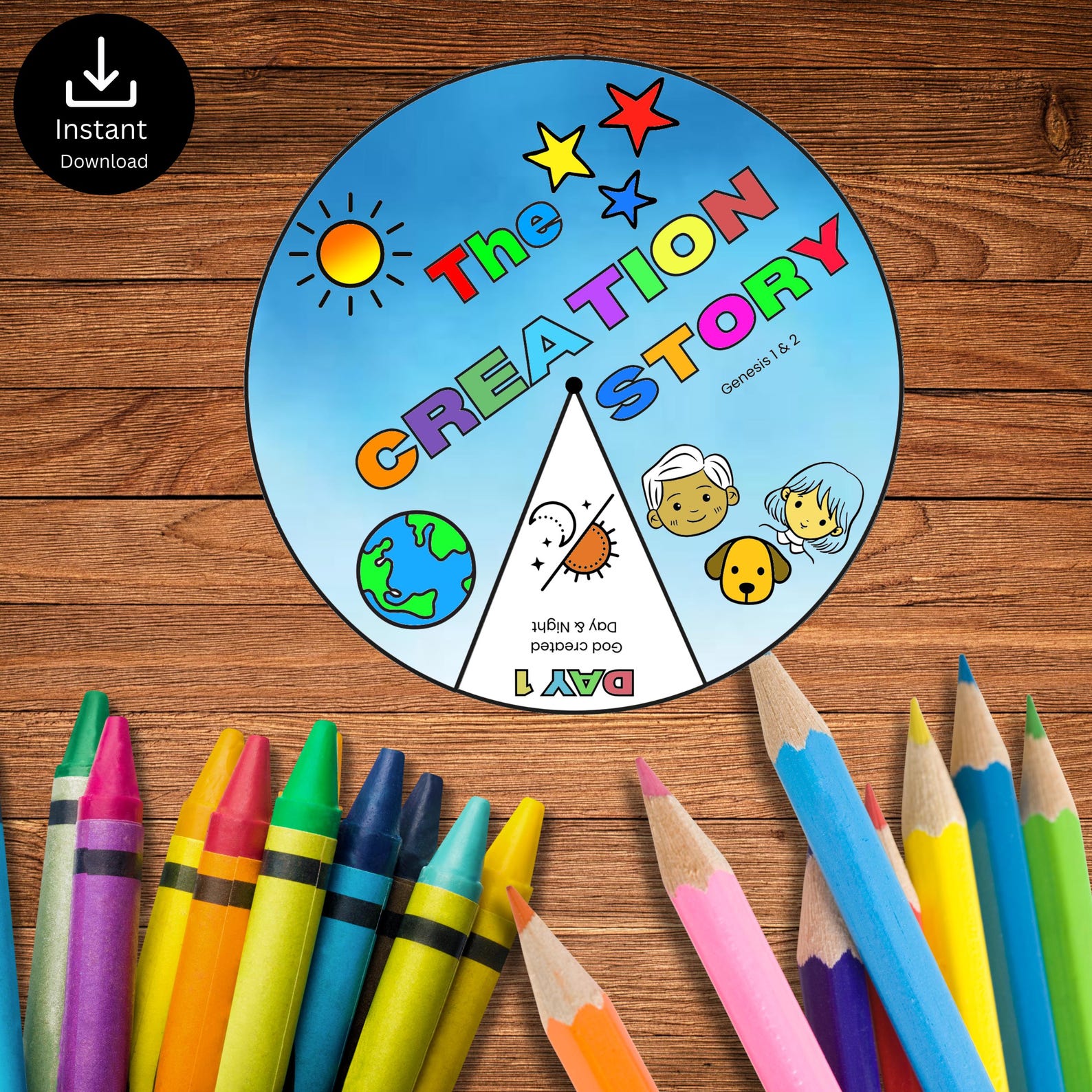 7 Days of Creation Wheel Craft: Sunday School Bible Lesson (printable ...