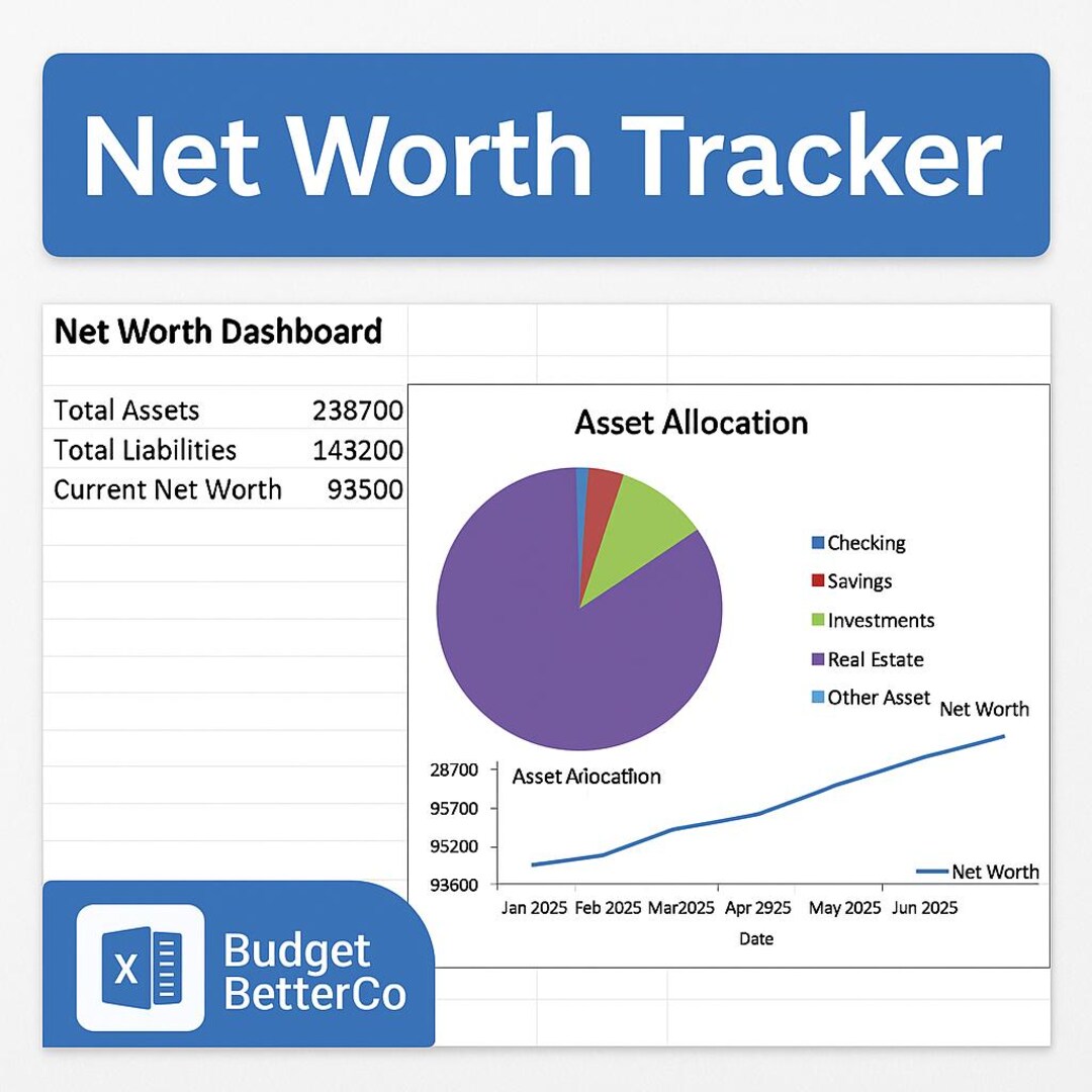 Net Worth Tracker | Excel Personal Finance Spreadsheet | Asset ...