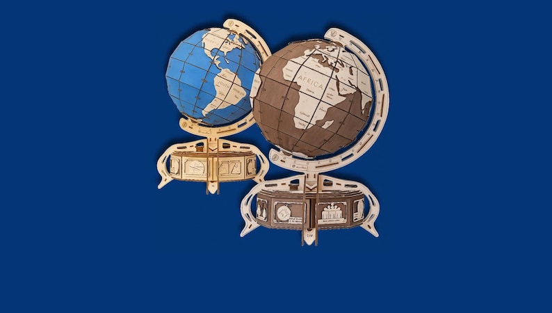 3D Wooden Globe Laser Cut Files: World Map Template (digital Download ...