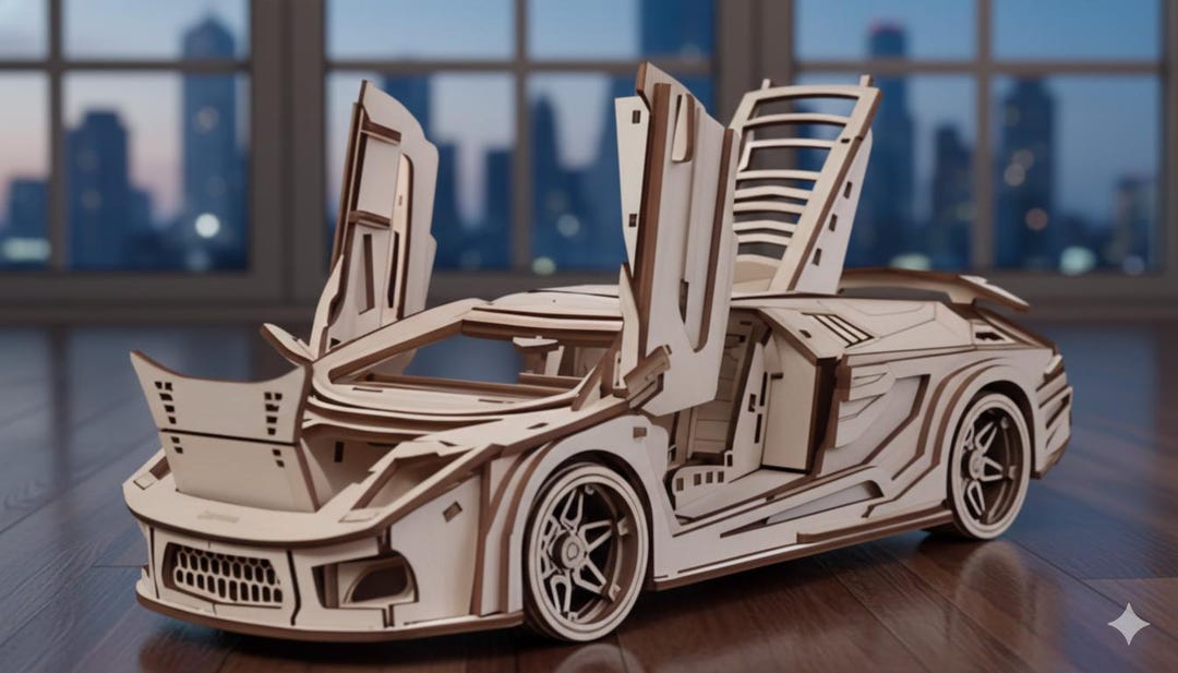 3D Supercar Laser Cut Files | Wood Car Model Dxf Svg Ai Pdf ...