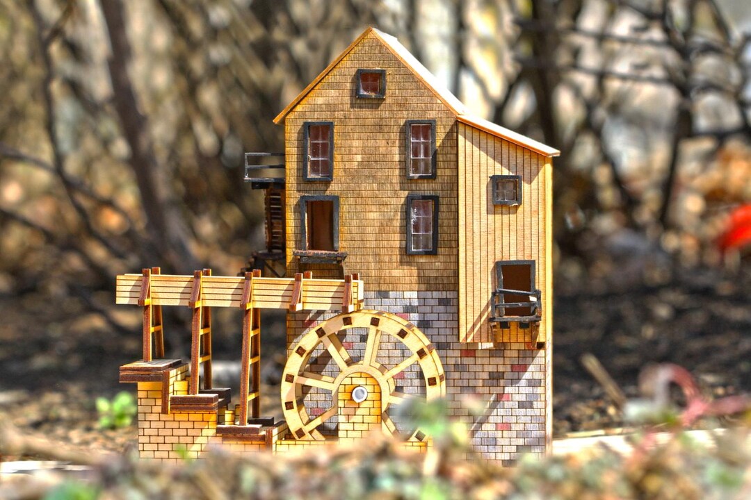 Laser Cut Wooden Water Mill House Model: 3mm MDF CNC File (digital ...