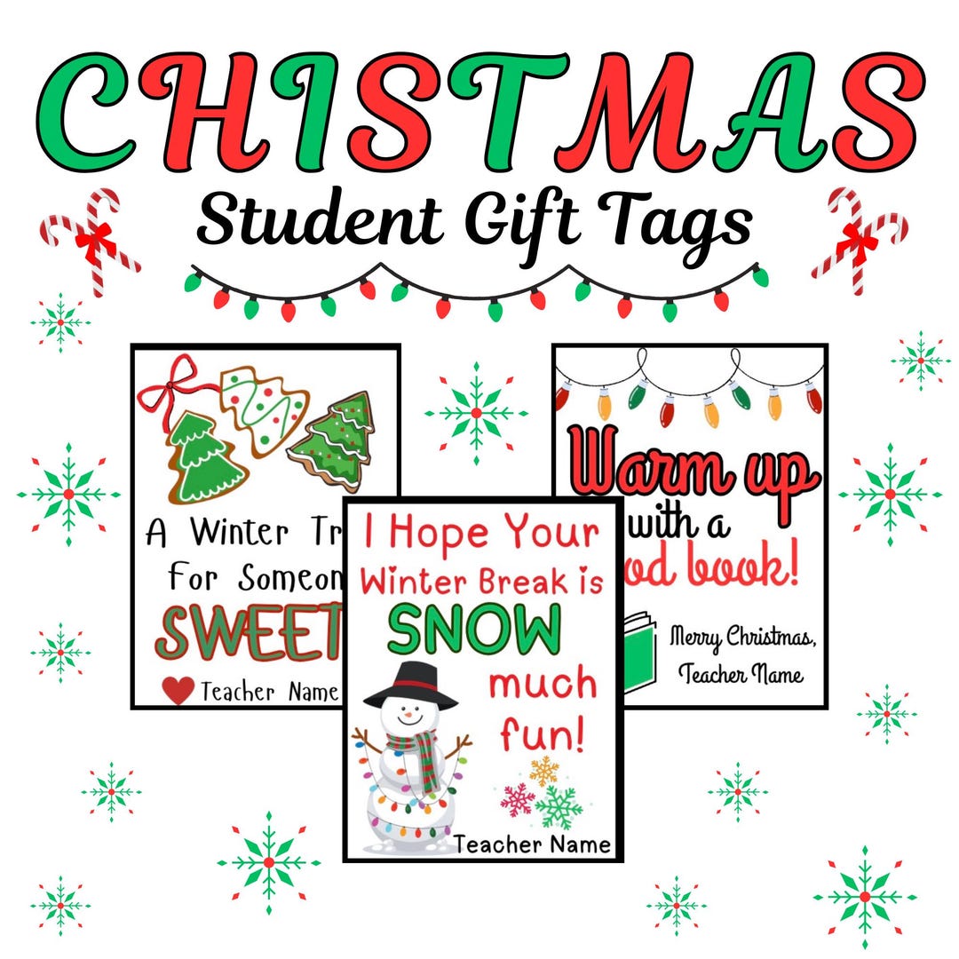 Student Gift Tags Christmas, Student Gift Tag From Teacher, Christmas ...