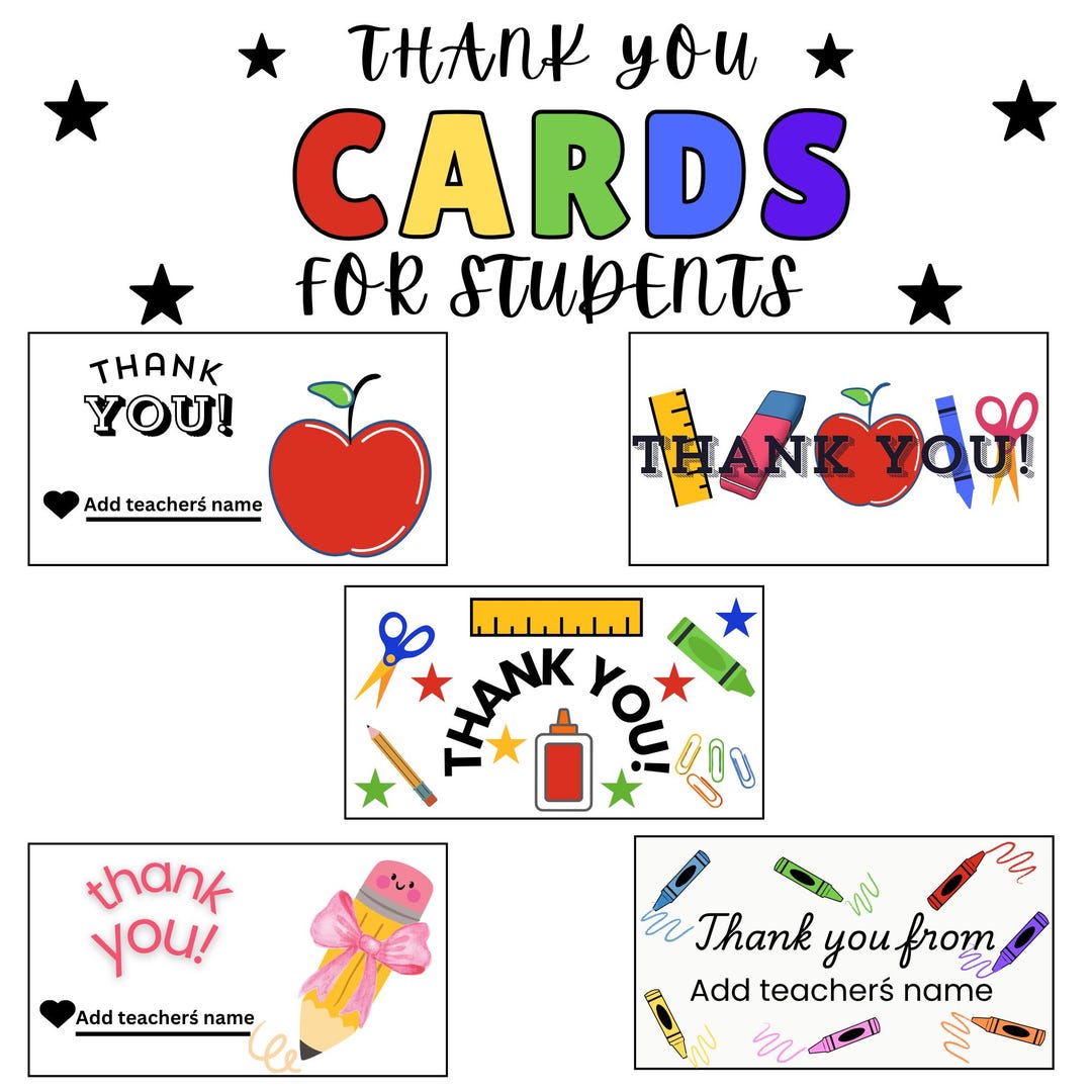 Printable Student Thank You Card | School Student Thank You | Thank You ...