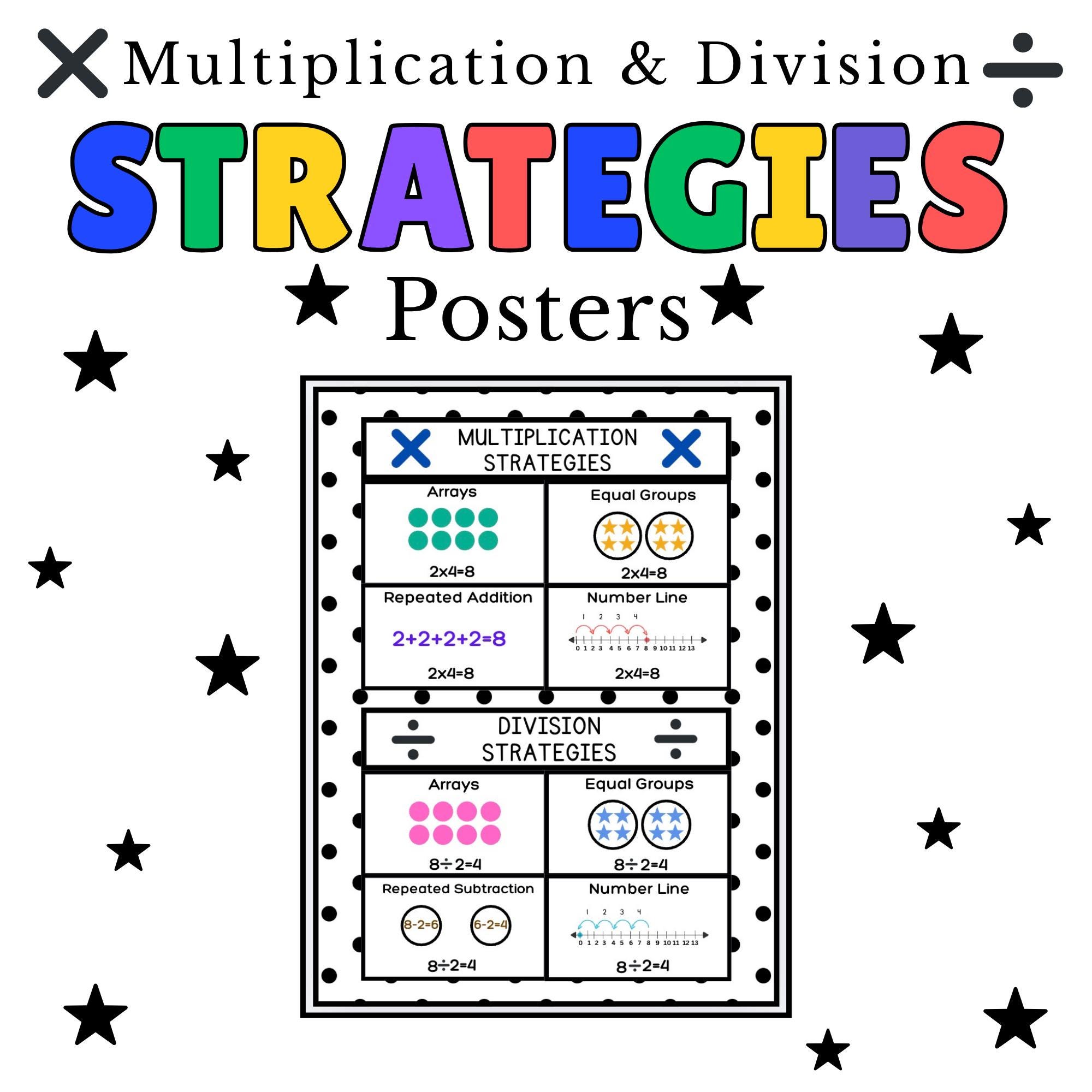 Multiplication and Division Strategies Posters for Elementary/anchor ...