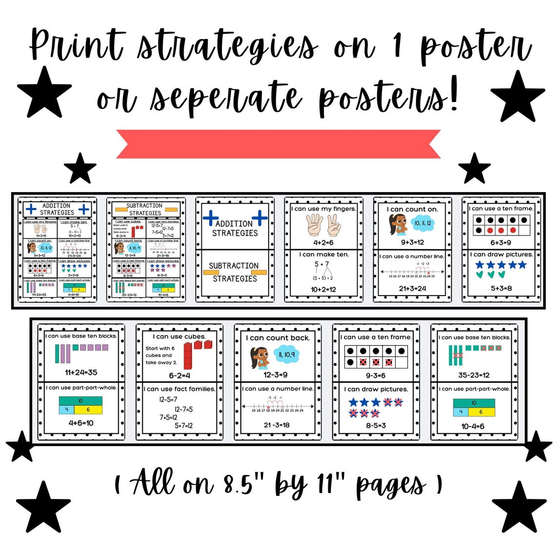 Addition and Subtraction Strategies Posters for Elementary/anchor ...