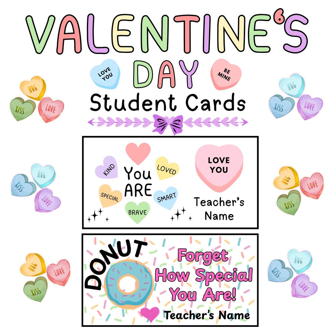 Valentine's Day Student Cards, Printable Cards From Teacher, Editable ...