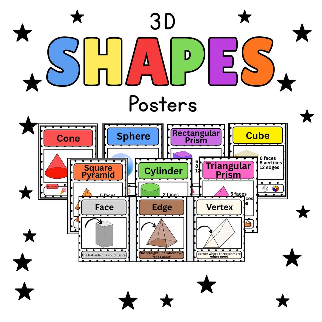 3D Shape Poster Sets With Properties | Printable Shape Posters With ...
